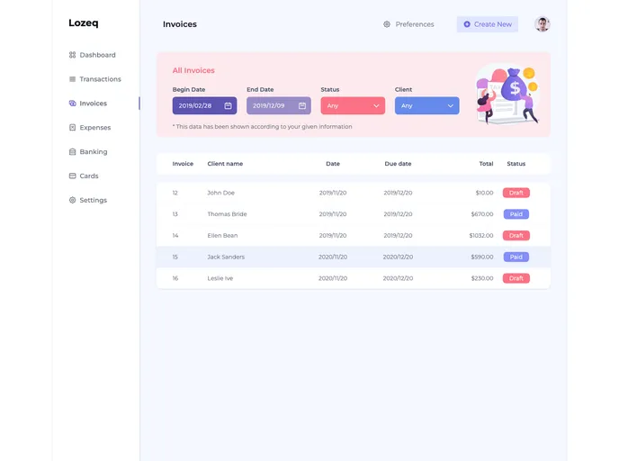 Tailwindcss Invoice Dashboard by Mazyar1128 - A undefined Template | Built At Lightspeed