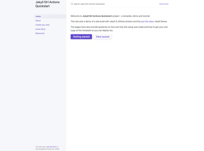 Jekyll Gh Actions Quickstart by Michaelcurrin - A Jekyll Template | Built At Lightspeed