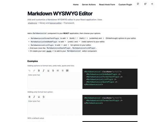 Markdown Lexical Editor by Mimetis - A undefined Template | Built At Lightspeed