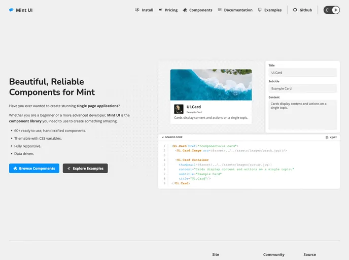 Mint UI by Mint Lang - A undefined Template | Built At Lightspeed