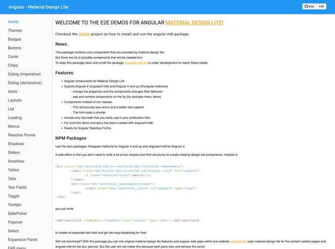 Angular2 Mdl by Mseemann - A Angular Template | Built At Lightspeed