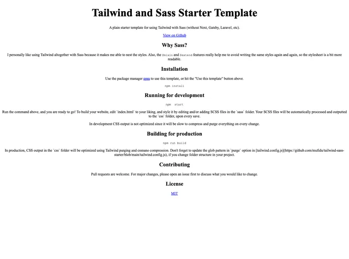 Tailwind Sass Starter by Mufidu - A undefined Template | Built At Lightspeed