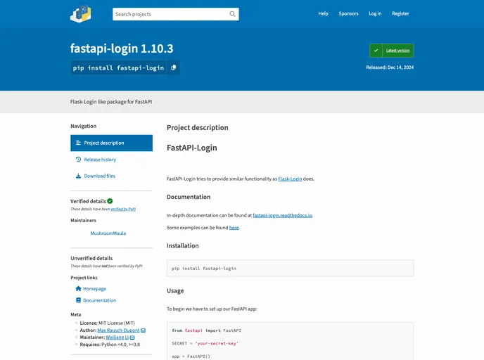 Fastapi_login by Mushroommaula - A undefined Template | Built At Lightspeed