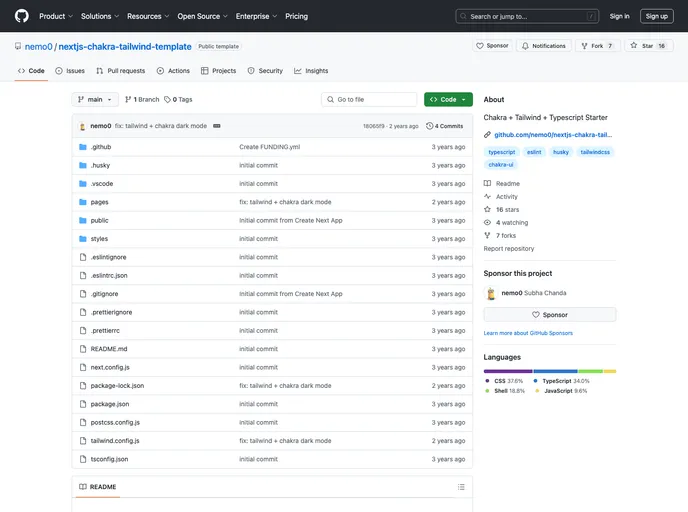 Nextjs Chakra Tailwind Template By Nemo0 A Nextjs Template Built At Lightspeed