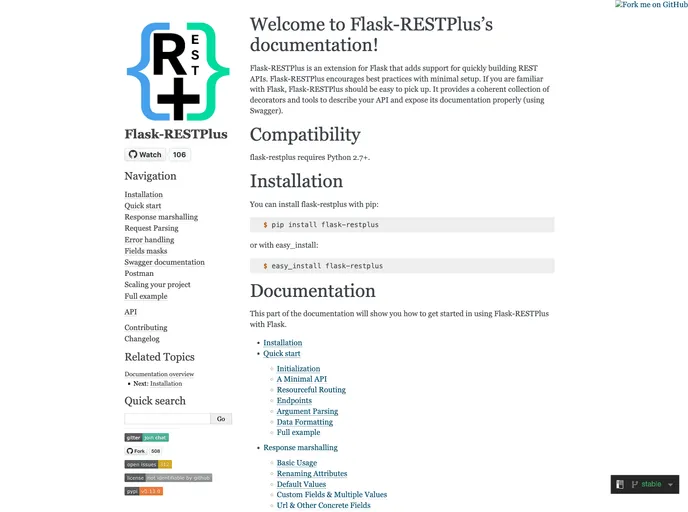 Flask Restplus by Noirbizarre - A Flask Template | Built At Lightspeed