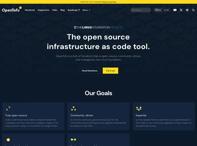 Manifesto by Opentofu - A undefined Template | Built At Lightspeed