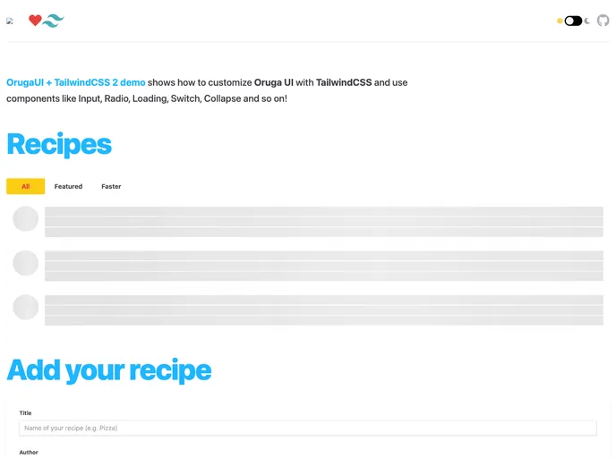 Demo Tailwindcss By Oruga Ui A Vue Template Built At Lightspeed