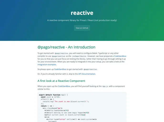 Reactive by Pago - A React Template | Built At Lightspeed