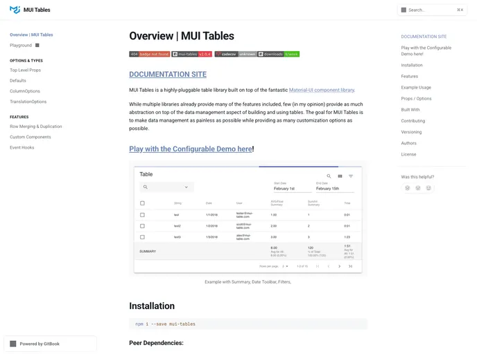 Mui Tables by Parkerself22 - A undefined Template | Built At Lightspeed