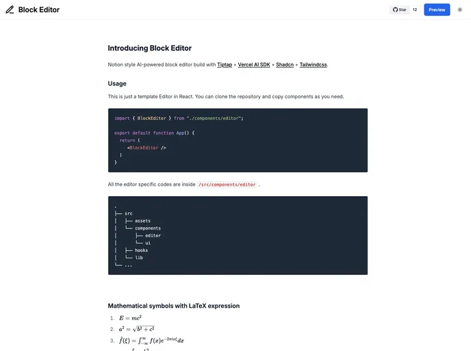 Tiptap Block Editor by Phyohtetarkar - A undefined Template | Built At Lightspeed