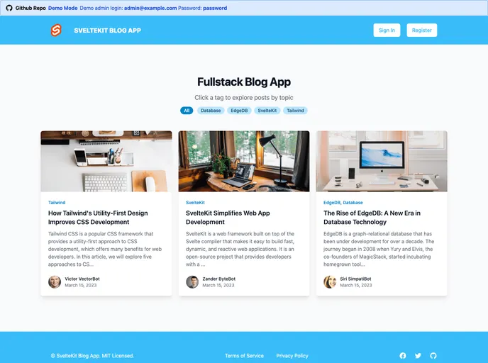 Sveltekit Blog App by Pro7tech - A Svelte Template | Built At Lightspeed
