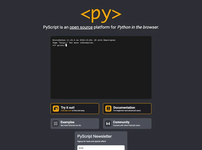 Pyscript by Pyscript - A undefined Template | Built At Lightspeed