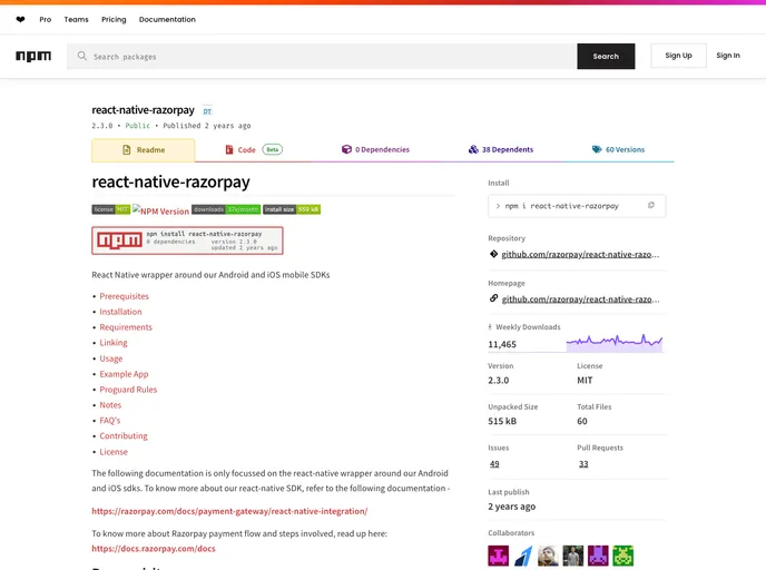 React Native Razorpay by Razorpay - A React Native Template | Built At Lightspeed