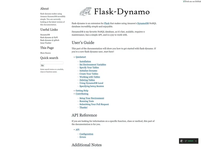 Flask Dynamo by Rdegges - A undefined Template | Built At Lightspeed