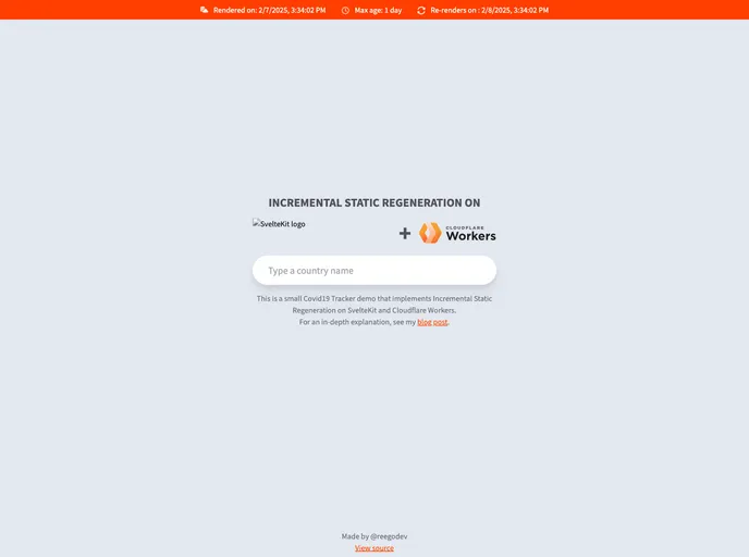 Sveltekit Isr Cloudflare Workers by Reegodev - A Svelte Template | Built At Lightspeed