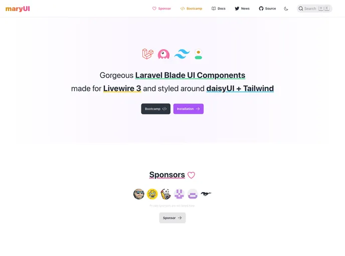 Mary UI.com by Robsontenorio - A Laravel Template | Built At Lightspeed