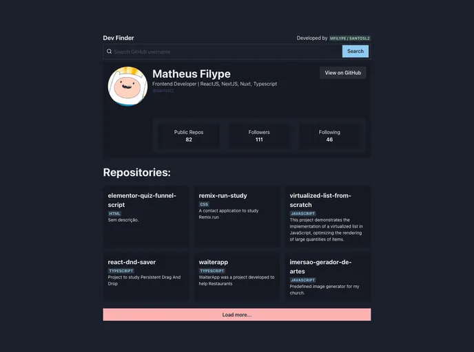 Github Finder by Santosl2 - A Nextjs Template | Built At Lightspeed