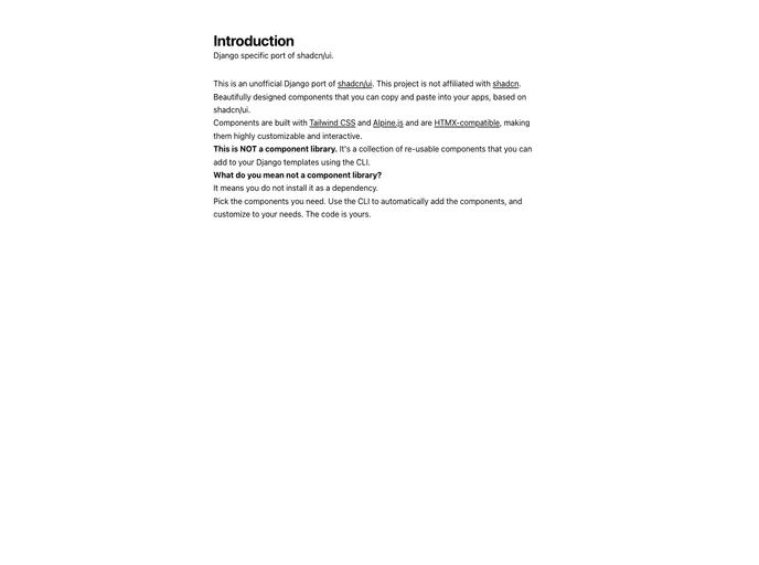 Shadcn Django by Sarthakjariwala - A undefined Template | Built At Lightspeed