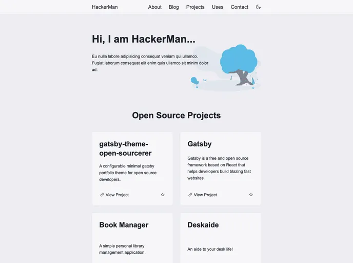 Gatsby Theme Open Sourcerer by Sh4hids - A Gatsby Template | Built At Lightspeed