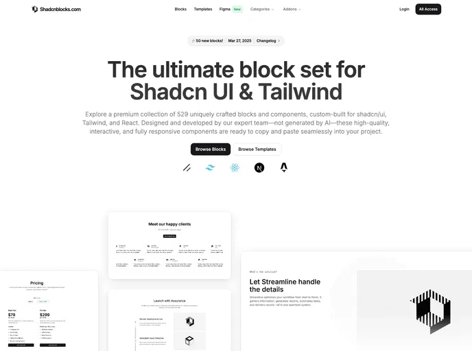Shadcn UI Blocks by Shadcnblockscom - A undefined Template | Built At Lightspeed