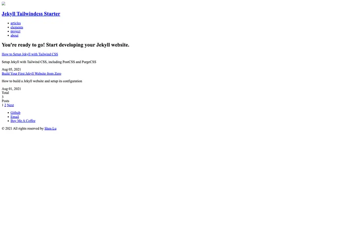 Jekyll Tailwindcss Starter by Shenlu89 - A Jekyll Template | Built At Lightspeed