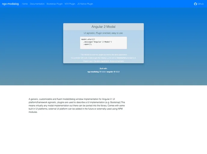 Ngx Modialog by Shlomiassaf - A undefined Template | Built At Lightspeed