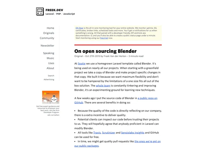 Blender by Spatie - A Laravel Template | Built At Lightspeed