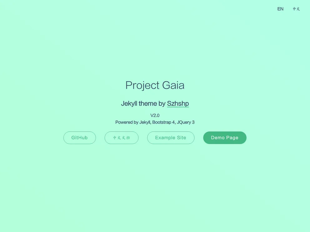 JekyllTheme ProjectGaia by Szhshp - A undefined Template | Built At Lightspeed