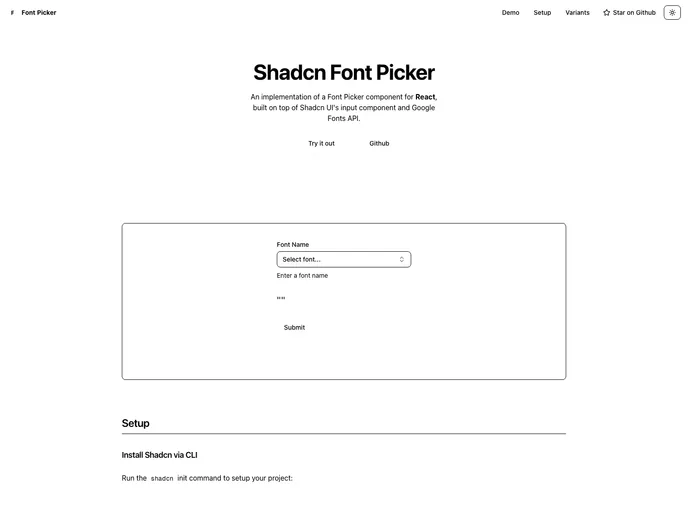 Shadcn Font Picker by Thevinodpatidar - A undefined Template | Built At Lightspeed