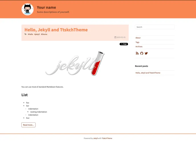 Jekyll Ttskch Theme by Ttskch - A Jekyll Template | Built At Lightspeed