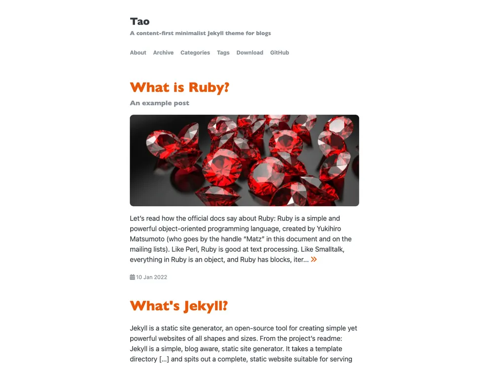 Jekyll Theme Tao by Vfvong - A Jekyll Template | Built At Lightspeed