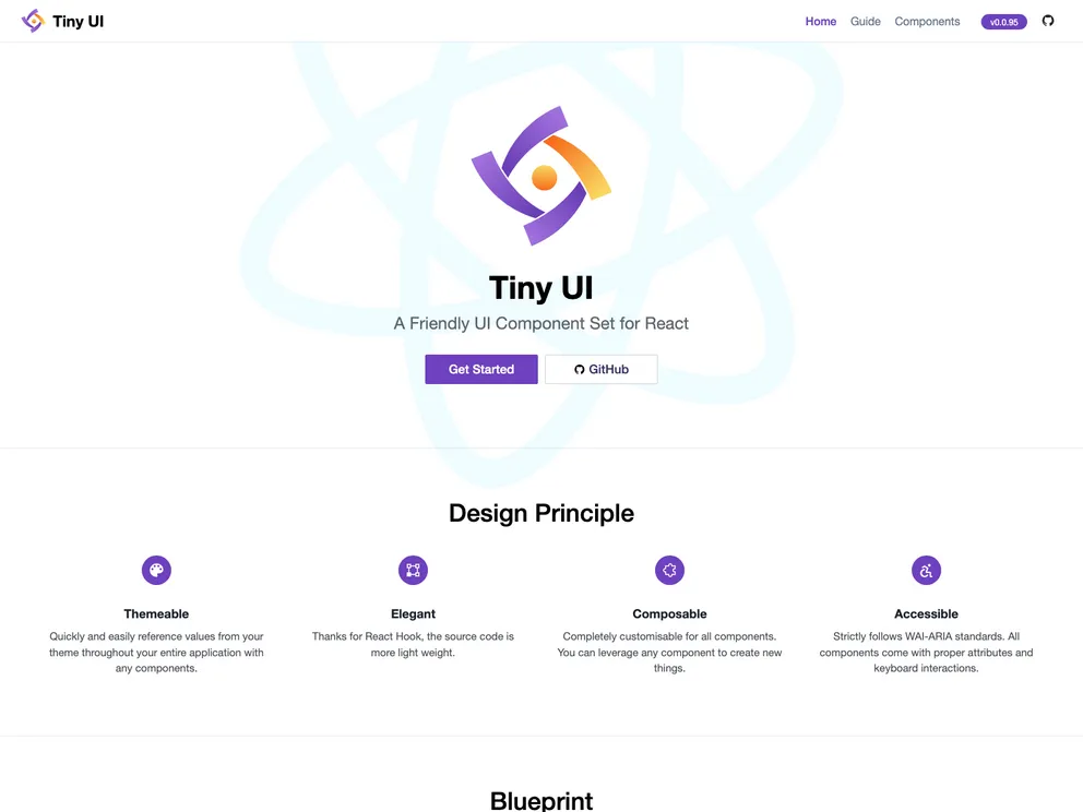 Tiny UI by Wangdicoder - A React Template | Built At Lightspeed