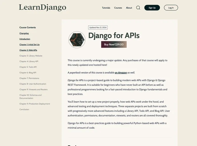 Djangoforapis by Wsvincent - A Django Template | Built At Lightspeed