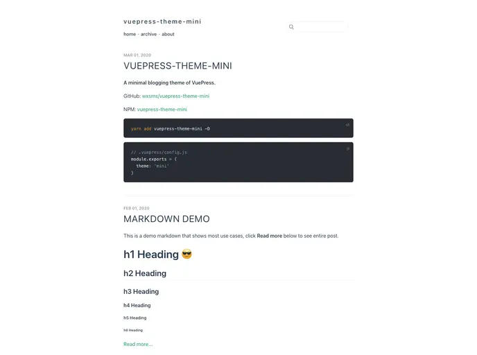 Vuepress Theme Mini by Wxsms - A Vuepress Template | Built At Lightspeed