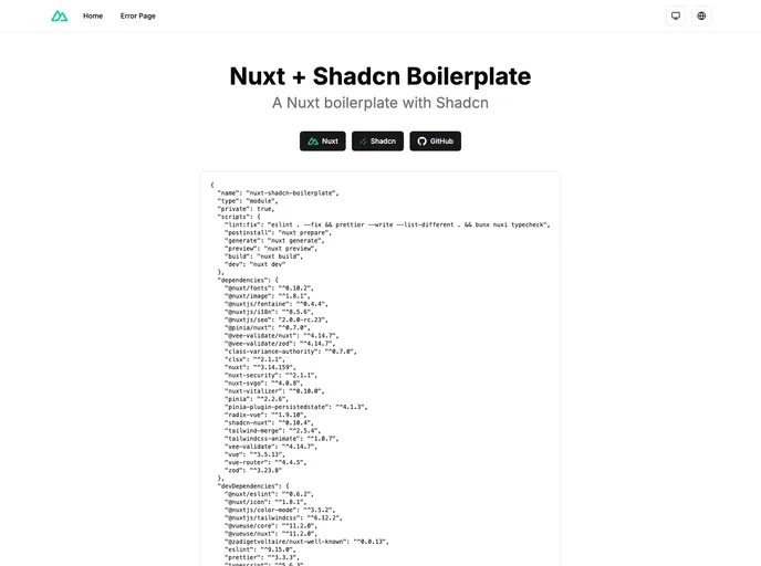 Nuxt Shadcn Boilerplate by Yusufalitangoz - A undefined Template | Built At Lightspeed