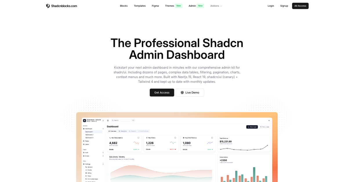 Shadcn UI Admin Dashboard - Shadcnblocks.com