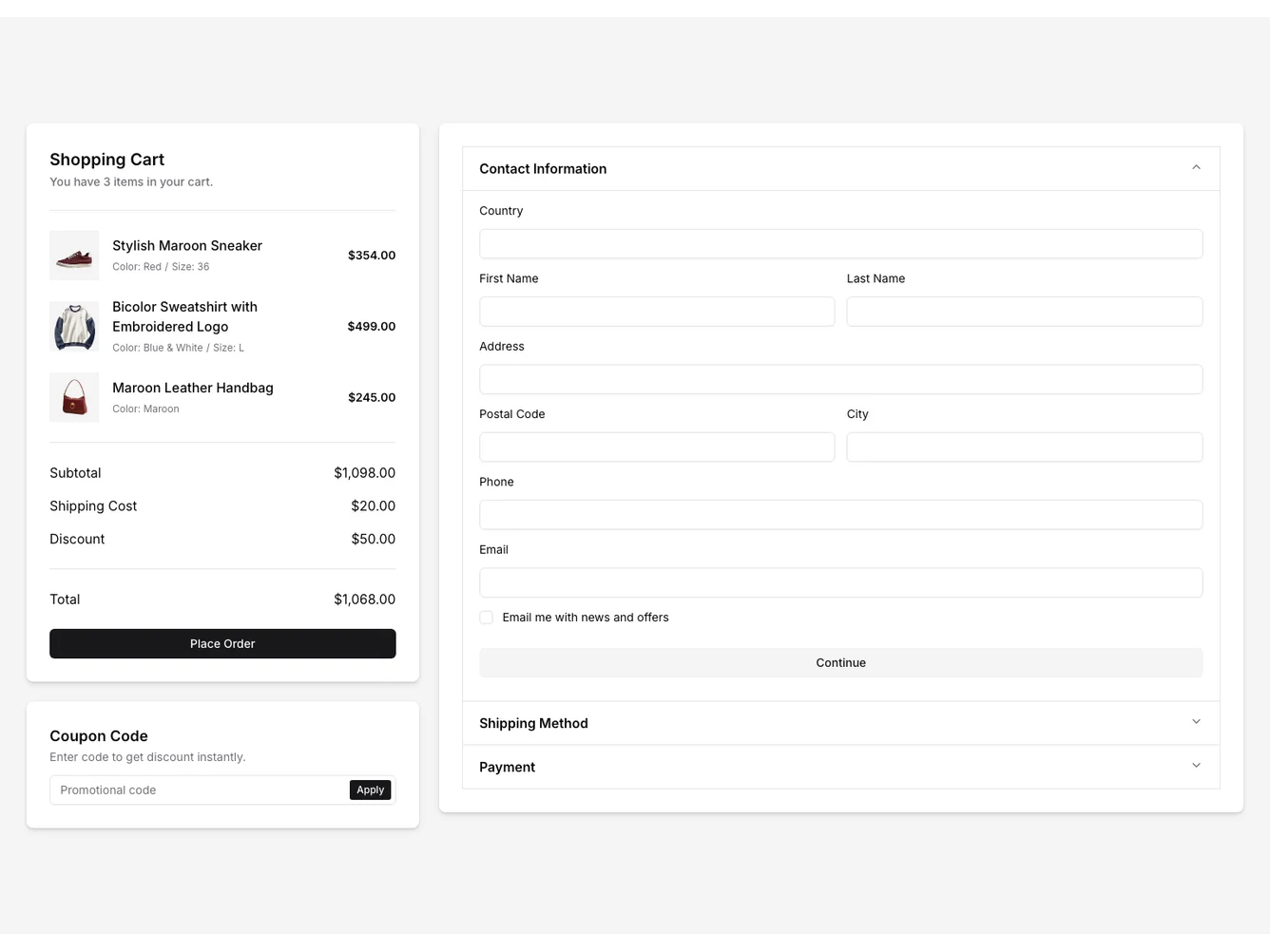 Checkout 8 - Shadcn Checkout Block - Shadcnblocks.com