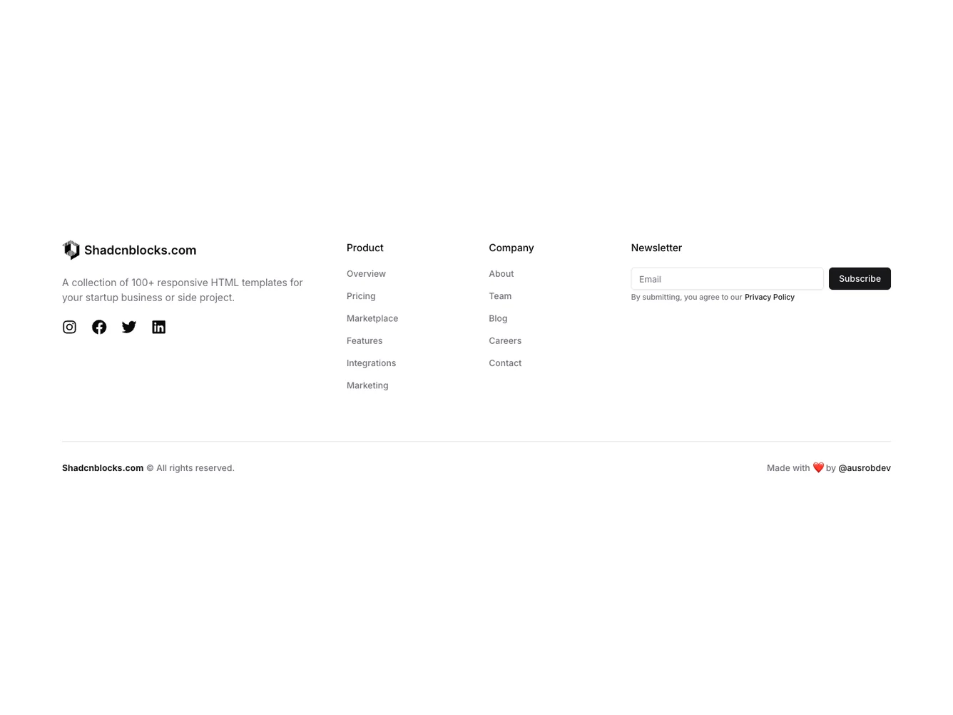 Footer 8 - Shadcn Footer Block - Shadcnblocks.com