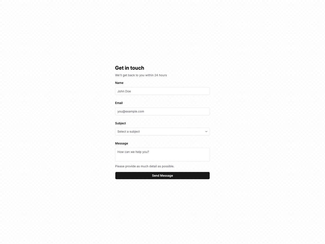 Form Patterns 4 - Shadcn UI Form Component